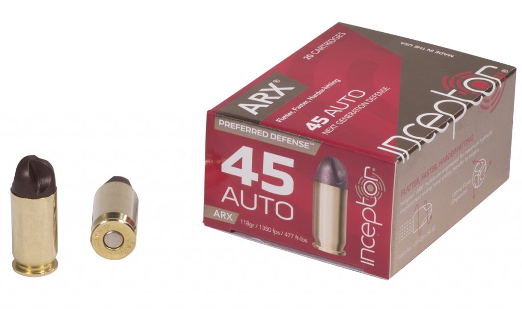 45 AUTO 118 GR – INCEPTOR ARX 20rnd bx | Inceptor Ammunition